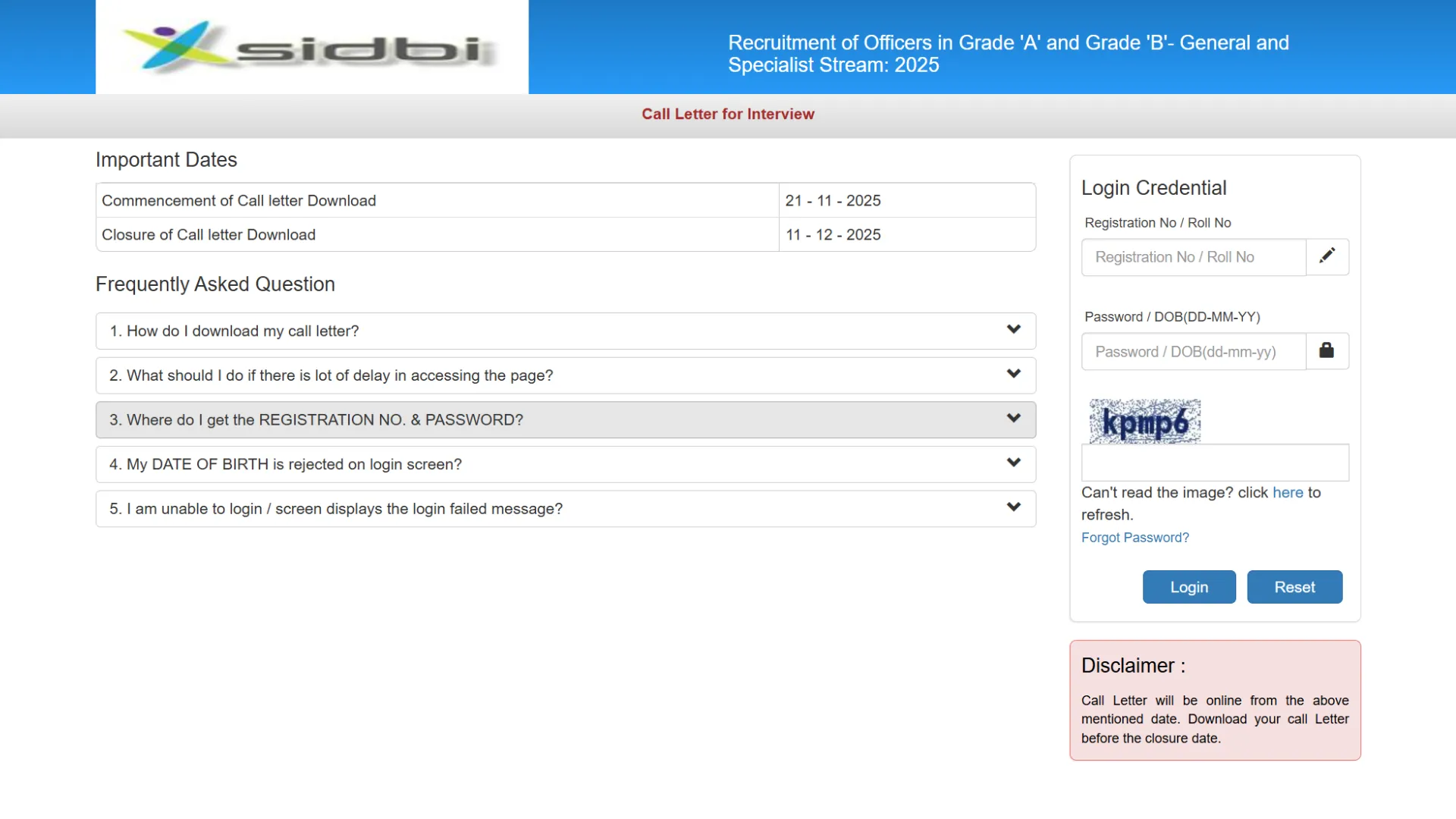 SIDBI Officers Grade A & B Exam Admit Card 2025 Released for 76 Posts ...