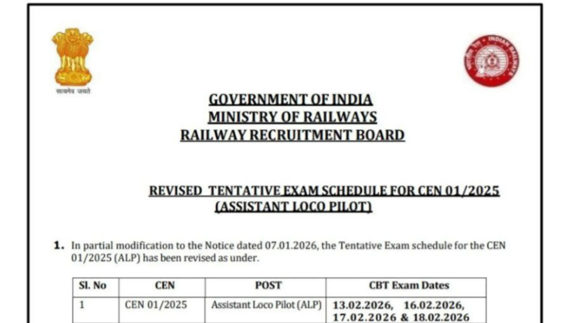 Railway RRB Assistant Loco Pilot (9970 Posts) Exam Date & Admit Card ...
